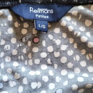 Reitmans | Tops | Reitmans Petites Womens Black White Polka Dot Ruffle ...